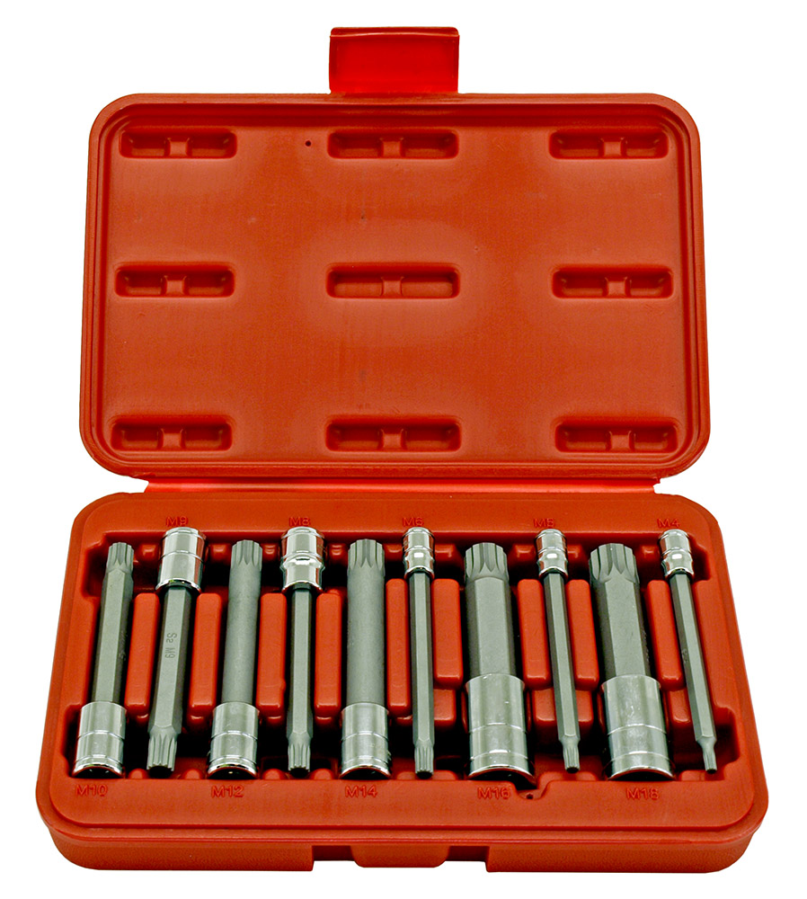 10-pc. 4" Long Spline Bit Socket Set