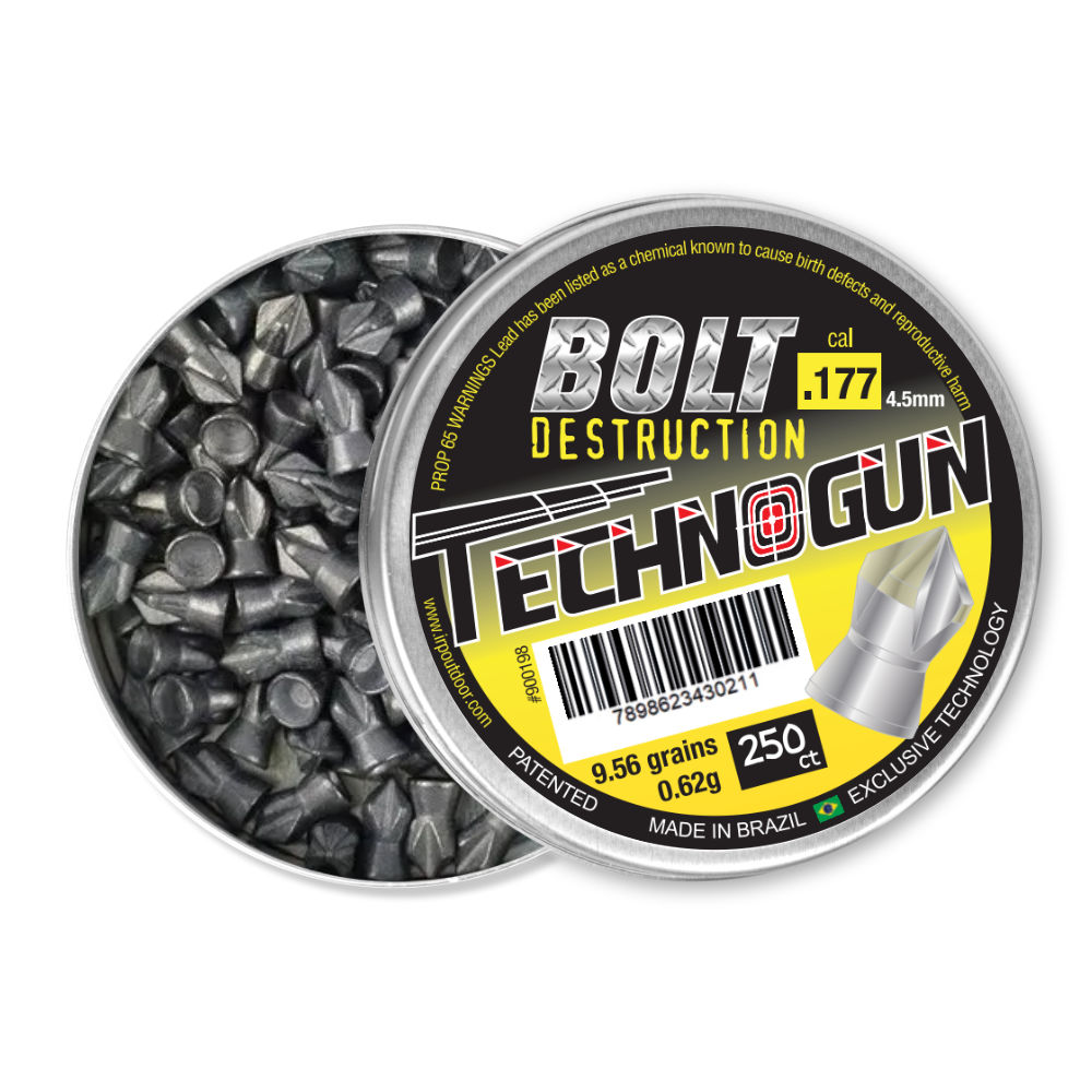 Technogun Bolt .177 cal (4.5mm) Lead Alloy Pellet Airgun Ammo - 250 ct.