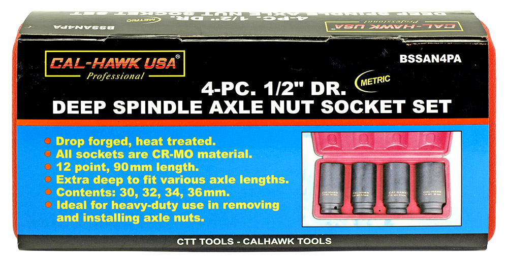 4 - pc. 1/2 DR. Deep Spindle Axle Nut Socket Set