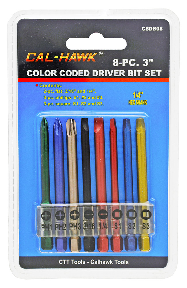 8-pc. 3" Color Coded Driver Bit Set