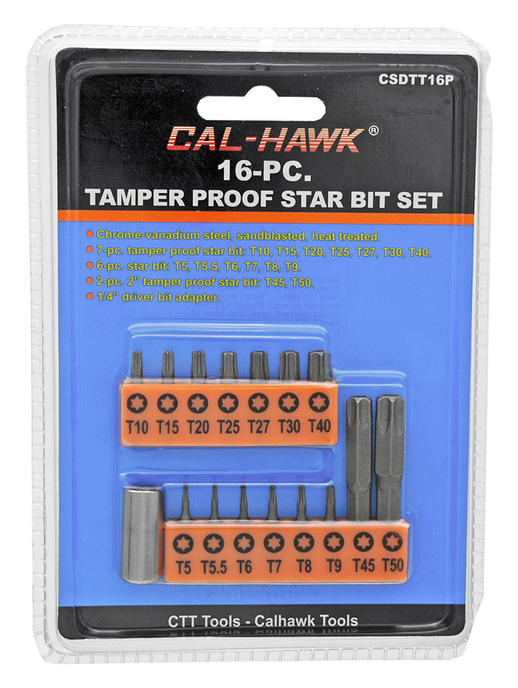 16-pc. Tamper Proof Star Bit Set