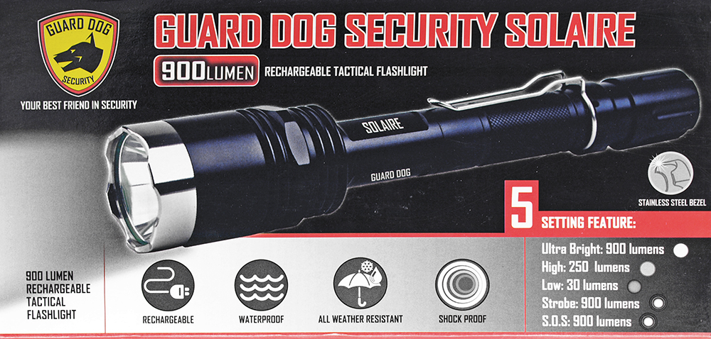 Guard Dog 900 Lumen Solaire LED Tactical Flashlight