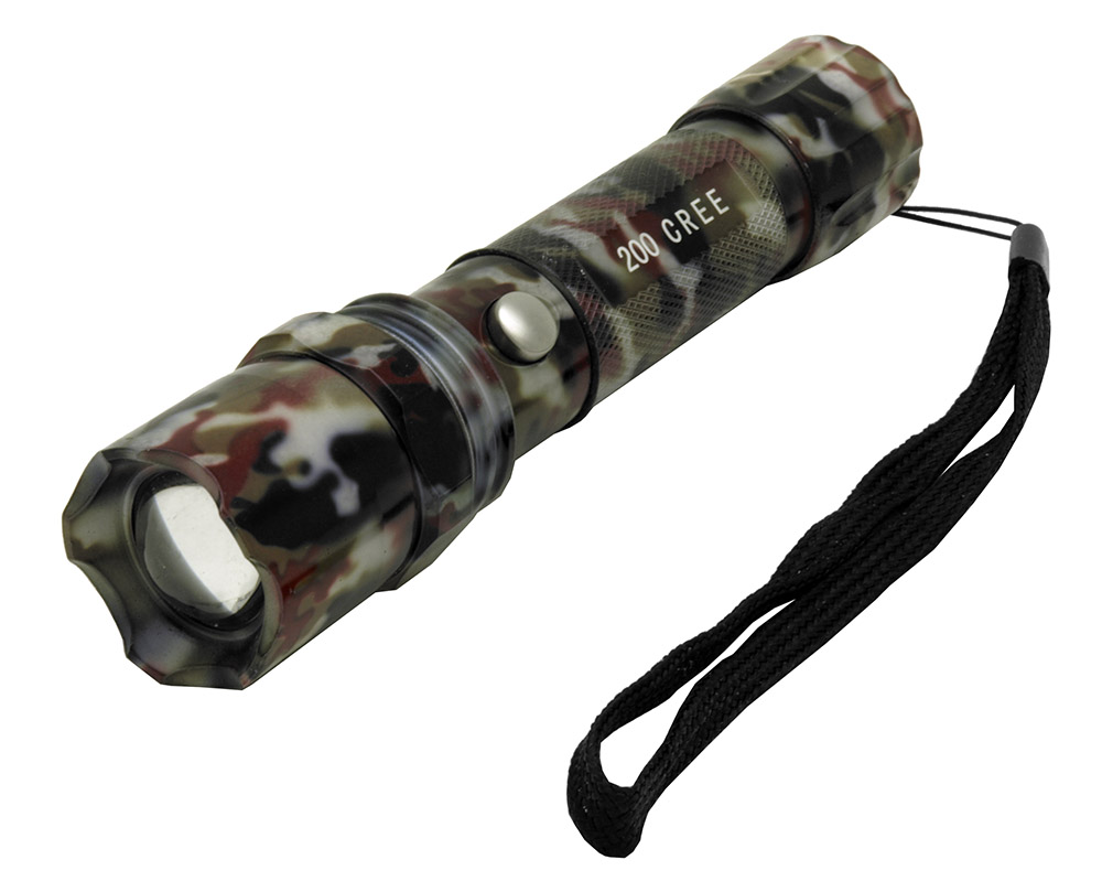 Full Metal LED Tactical Police Flashlight - Light Green Camo