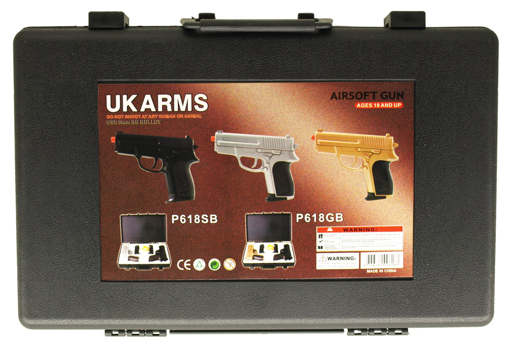 Dual P.618 Spring Airsoft Hand Guns - Gold & Black