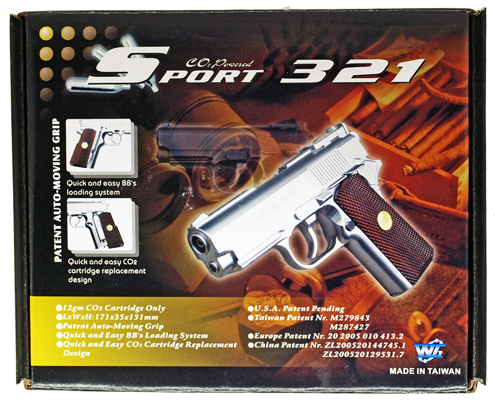 321 CO2 Airsoft Hand Gun - Chrome