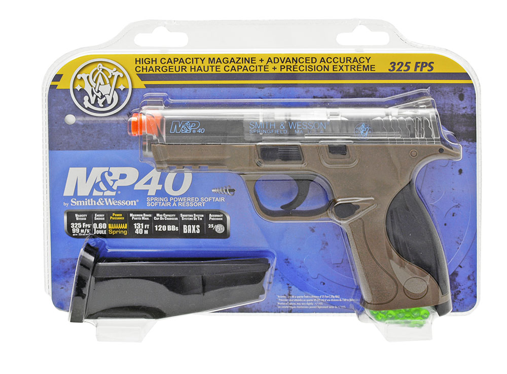 Smith & Wesson M&P40 Spring Airsoft Pistol - Tan & Clear