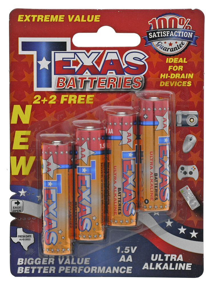 4-pc. AA Alkaline Texas Batteries