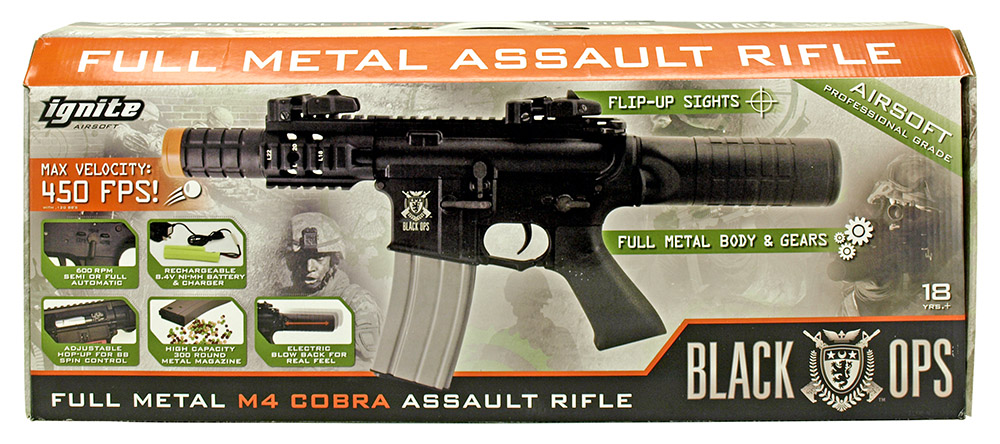 Full Metal Black Ops M4 Cobra Assault Rifle - Black