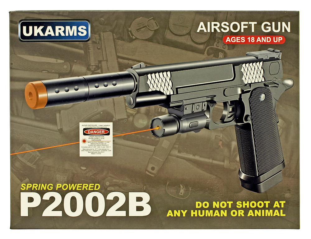 P2002B Spring Powered Airsoft Handgun - Black