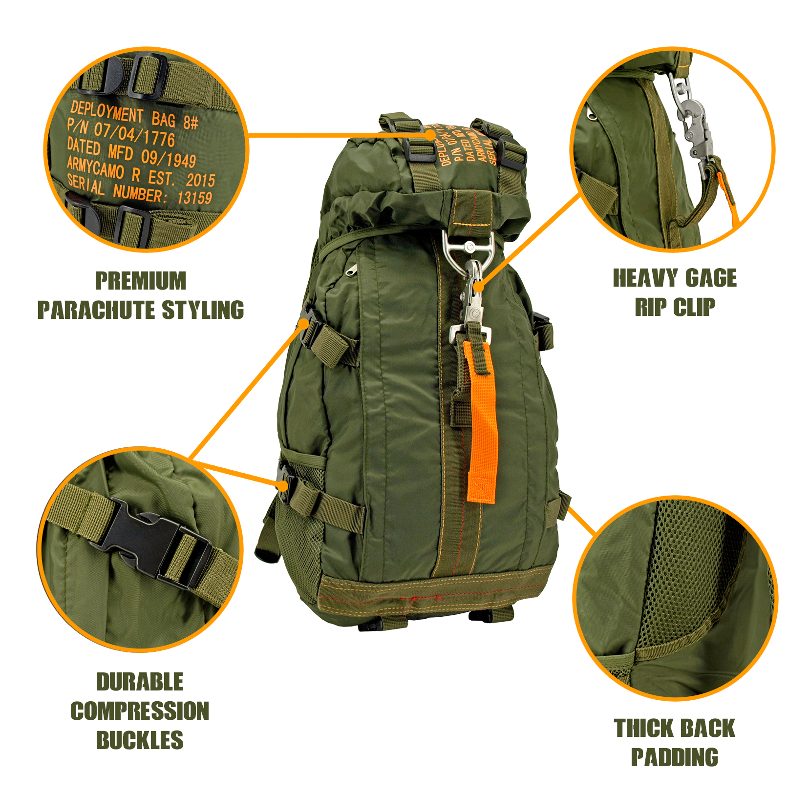 Flight Parachute Backpack - Olive Green