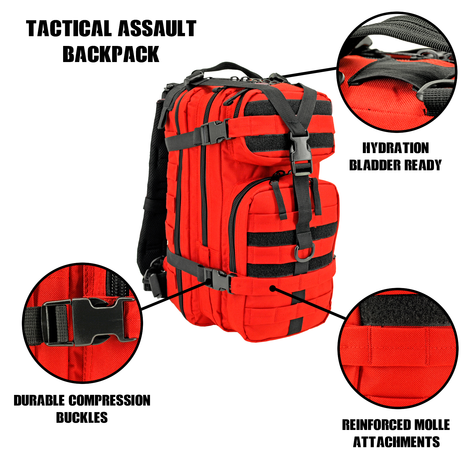 Tactical Assault Backpack - Red