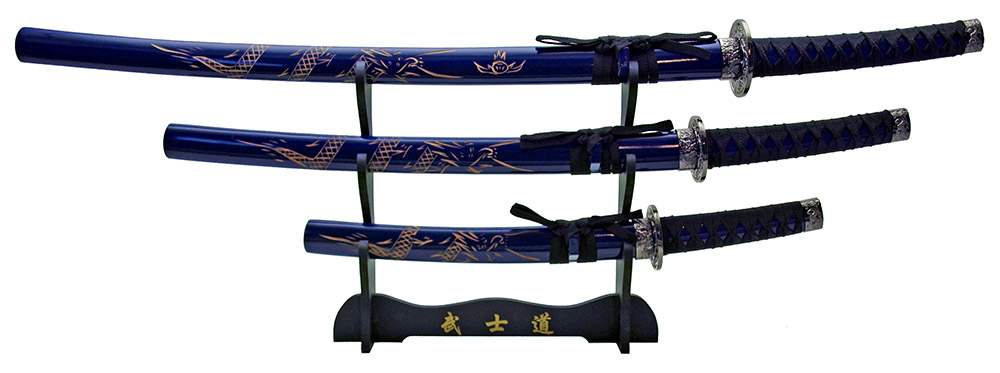 3-pc. Samurai Sword Set - Blue