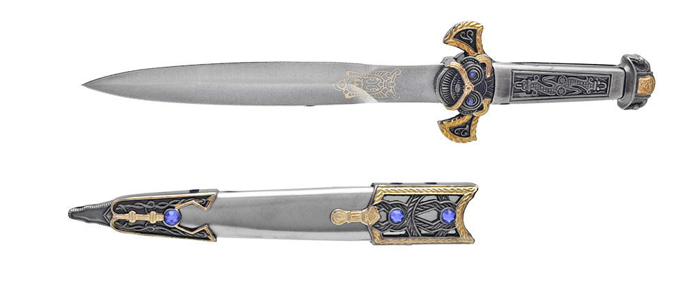 14" Roman Dagger - Silver and Gold