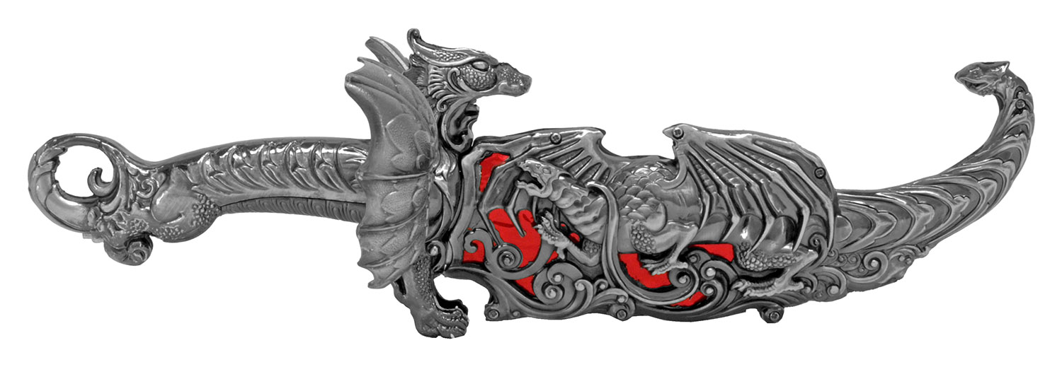 16.13" Heavy Duty Dragon Display Dagger - Red