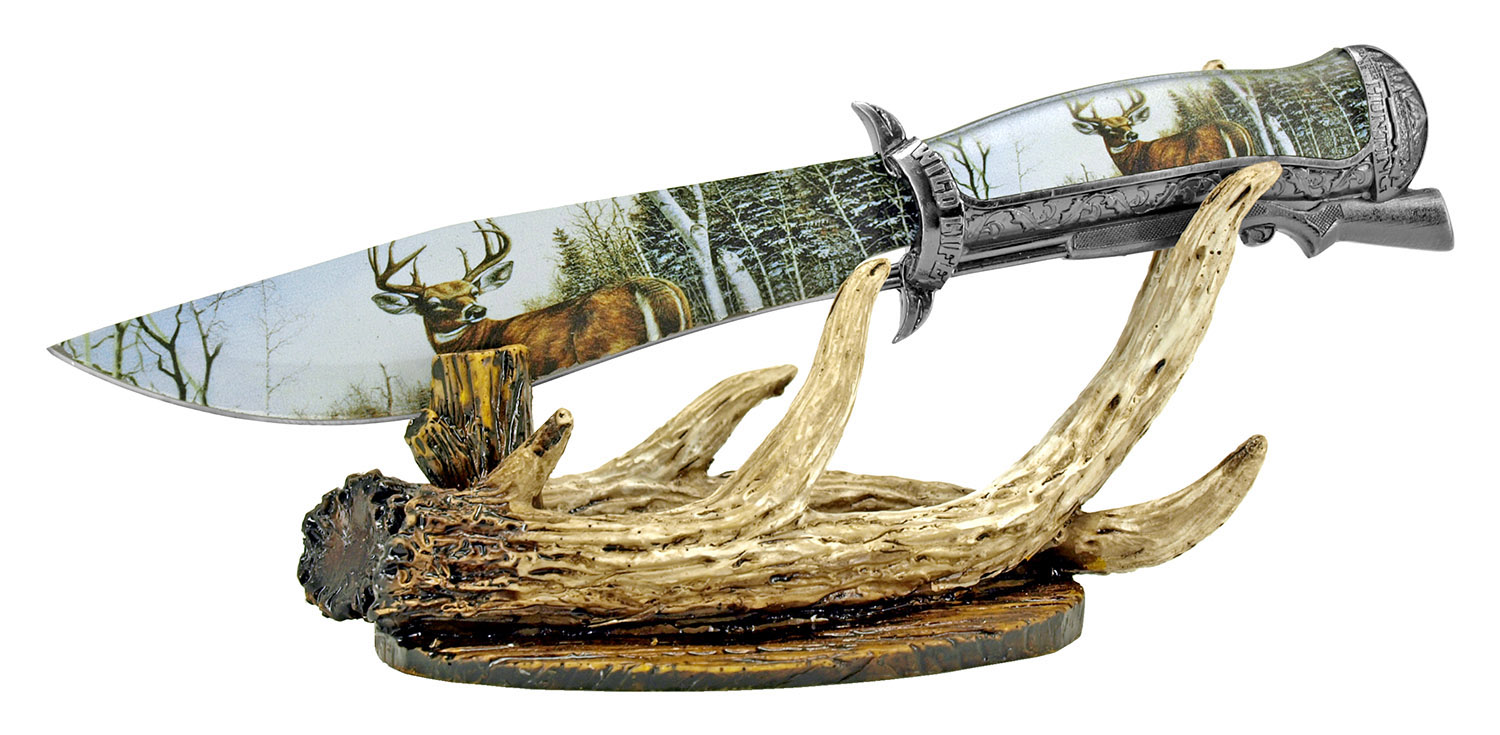 12.25" Hunting Antler Knife Display - Deer