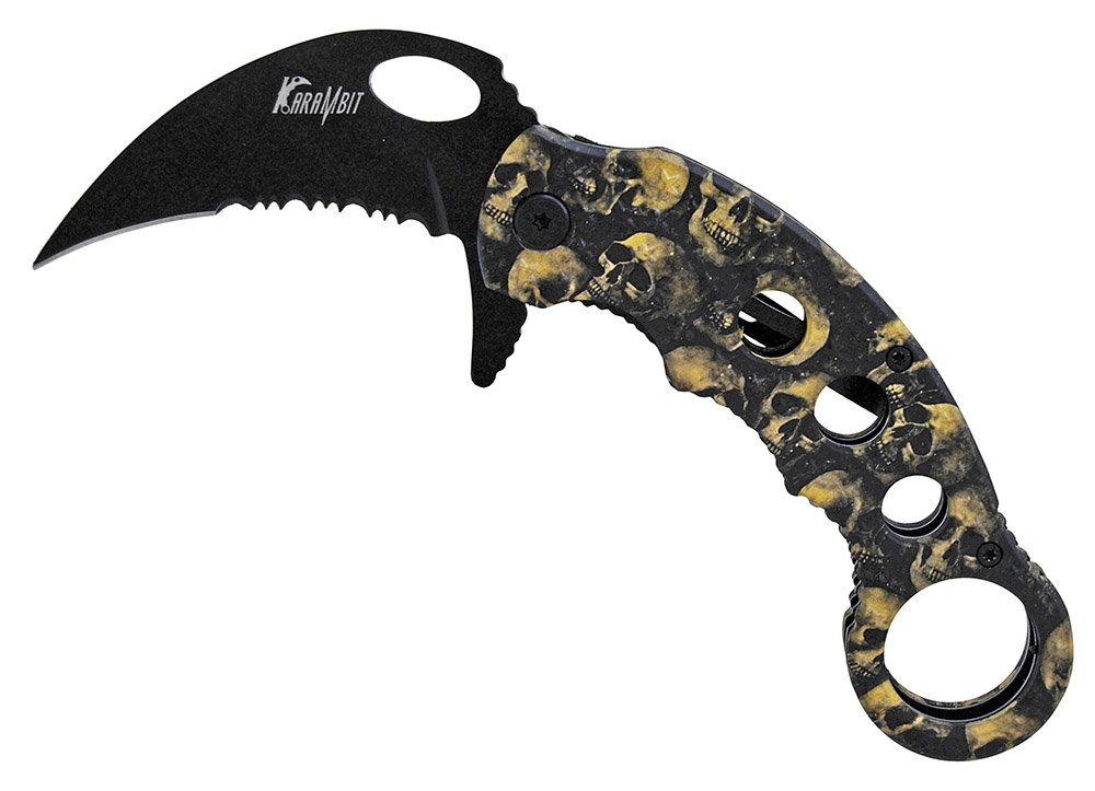 5" Spring Assist Karambit Folding Knife - Skull Camo