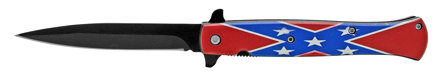 5" Spring Assisted Stiletto Knife - Confederate Flag