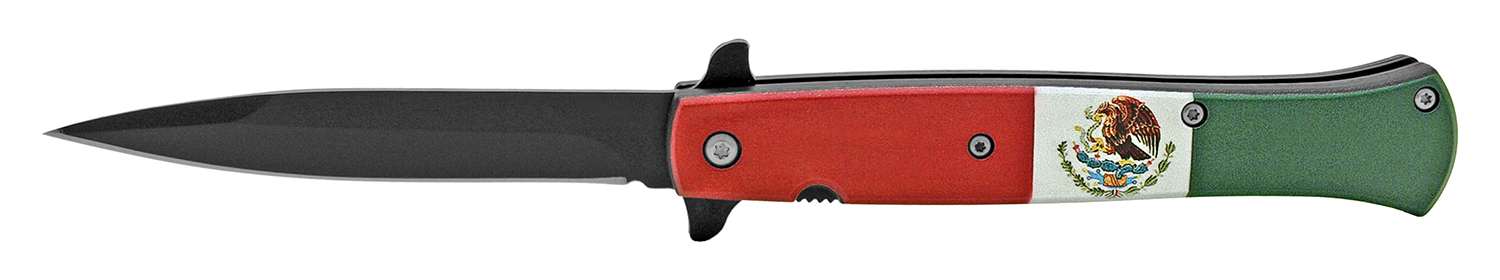 5" Spring Assisted Stiletto Knife - Mexican Flag