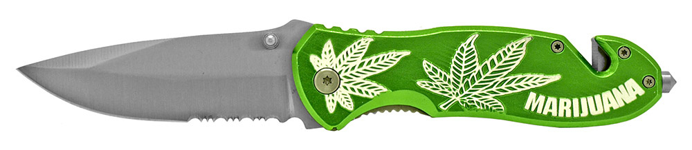 4.5" Spring Assisted Leaf Folding Knife - Green