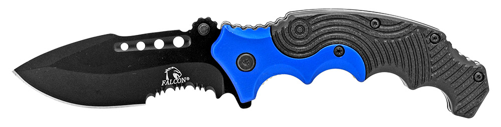 4.75" Spring Assisted Finger Grip Folding Knife - Blue