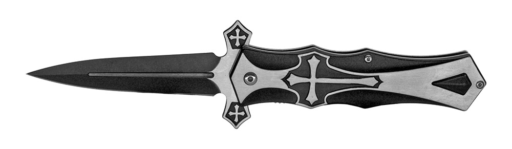 5" Spring Assisted Cross Folding Knife - Black