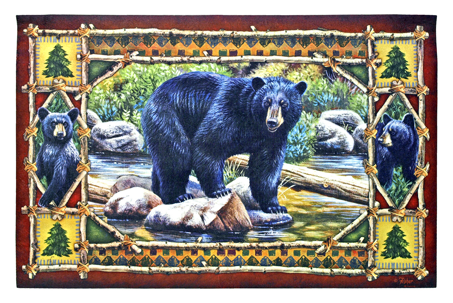 Bear Scene - Black Bear Welcome Door Mat