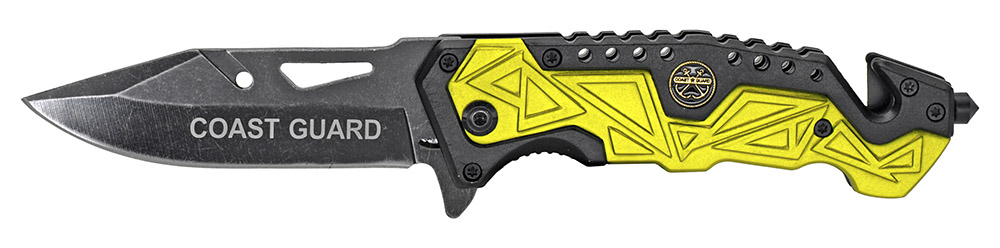 4.5" Spring Assist Coast Guard Folding Knife - Yellow