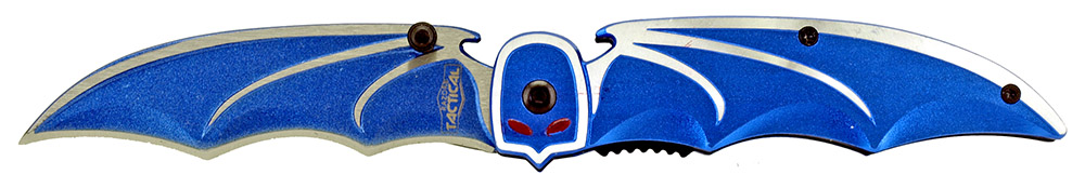 4.5" Spring Assisted Bat Wing Folding Knife - Blue