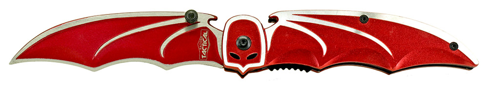 4.5" Spring Assisted Bat Wing Folding Knife - Red