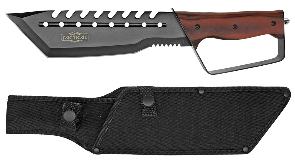 14" Tanto Point Hunting Knife - Wood