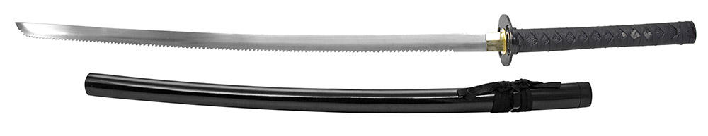 40.5" Serrated Blade Samurai Sword - Black
