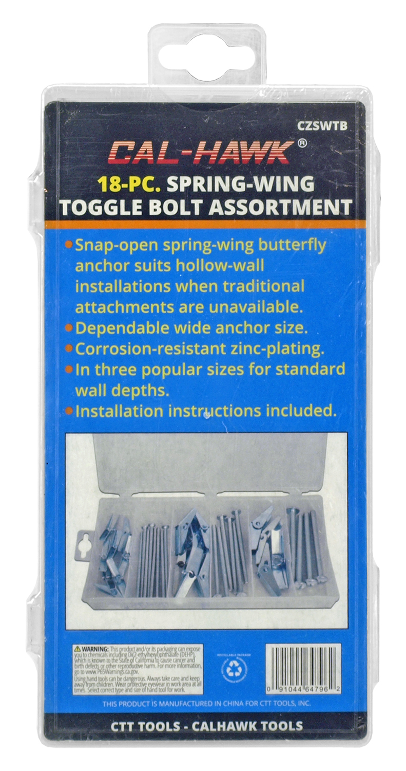 Cal-Hawk 18-pc. Spring-Wing Toggle Bolt Assortment