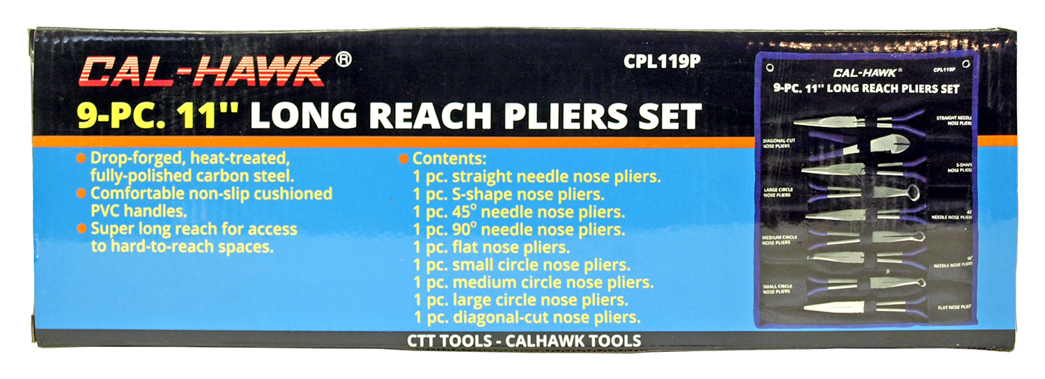 Cal-Hawk 9-pc. 11" Long Reach Pliers Set