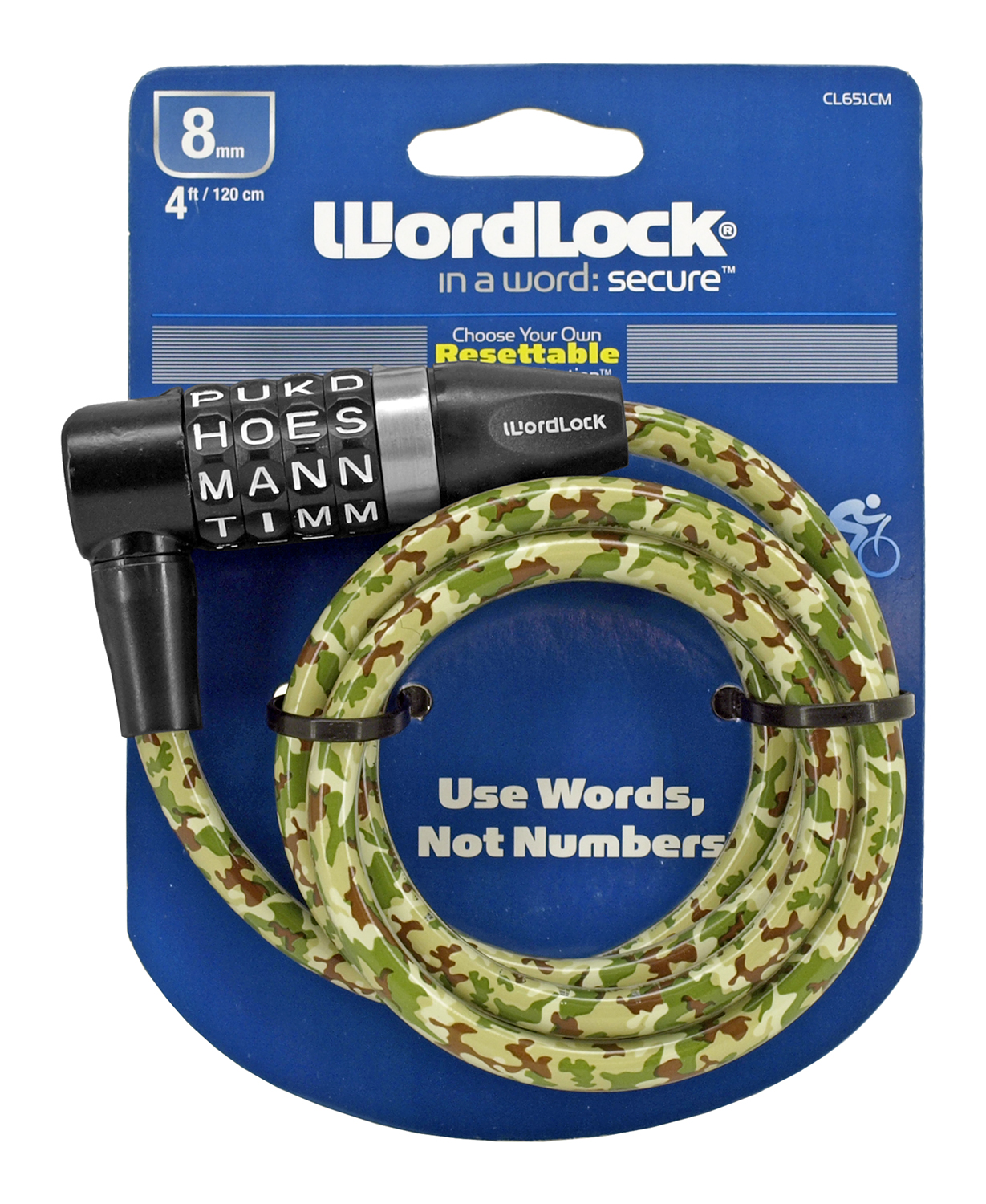 4 ft. Wordlock Bike Lock - Assorted Colors