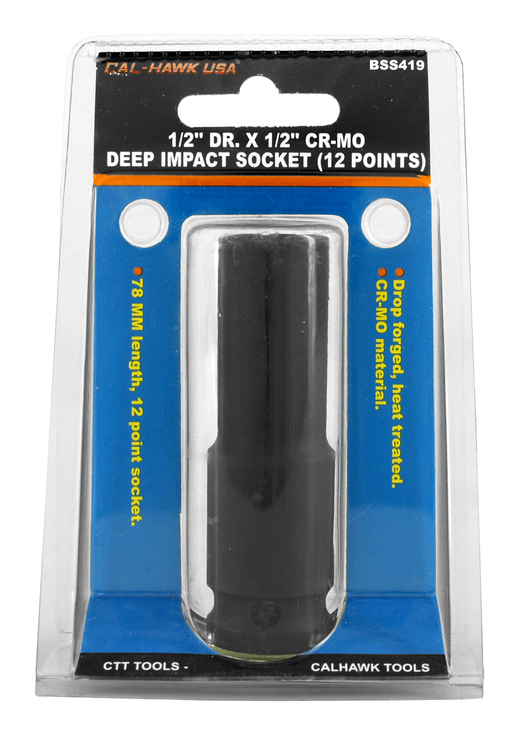 Cal-Hawk 1/2" DR. x 1/2" CR-MO Deep Impact Socket