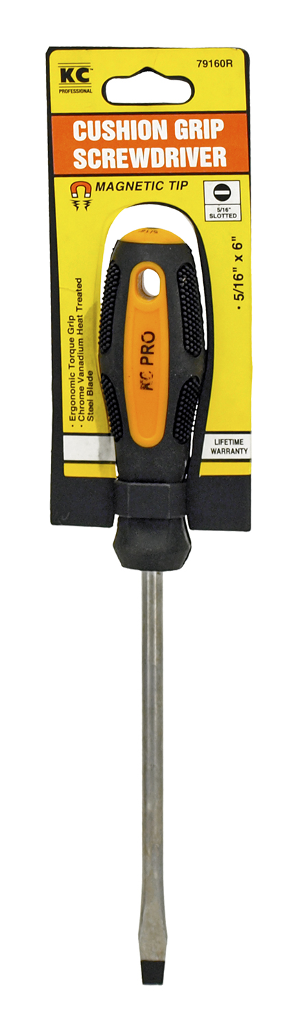 5/16" Cushion Grip Slotted Flat Head Screwdriver with Magnetic Tip