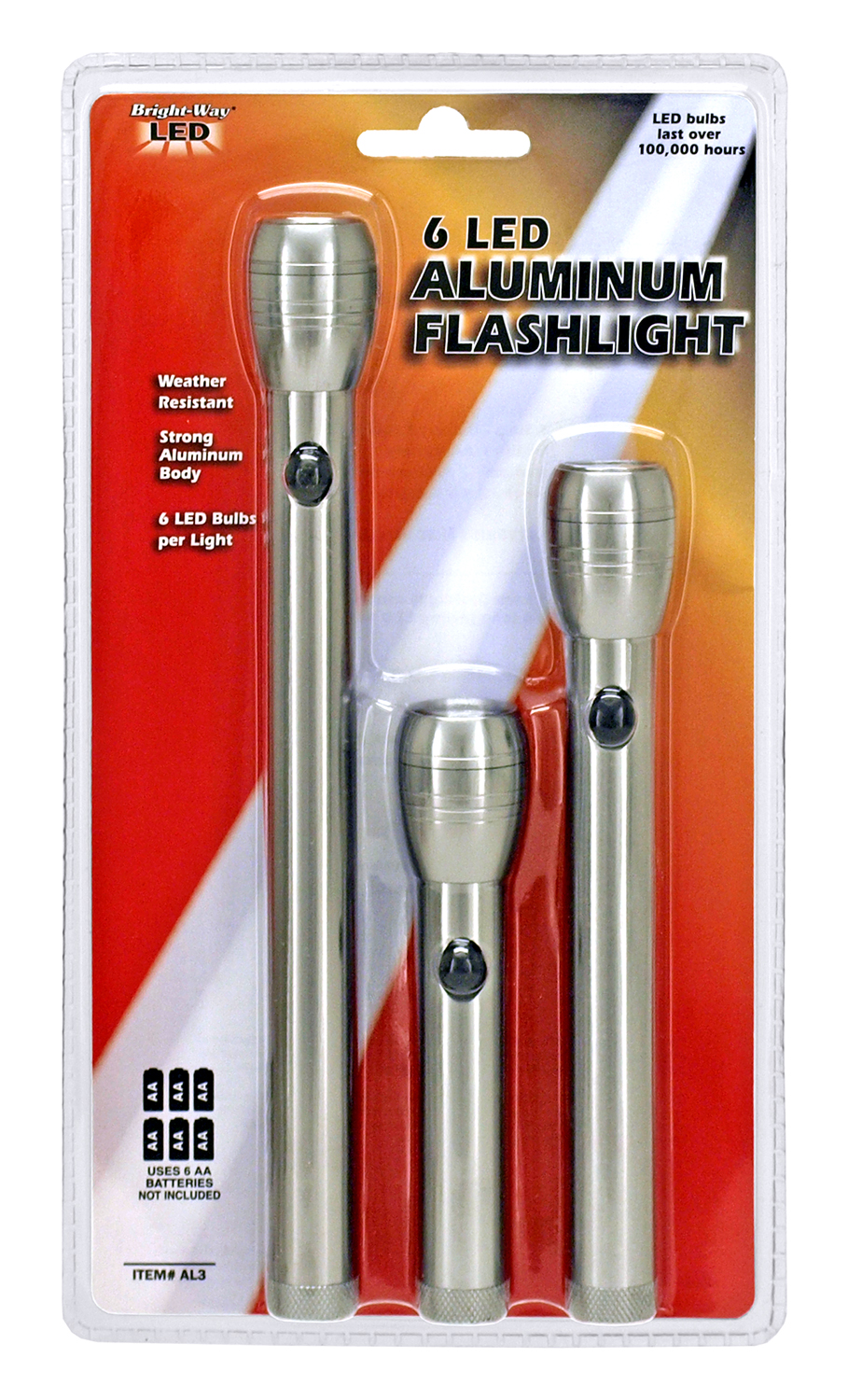3 - pk. Aluminum LED Flashlight Set