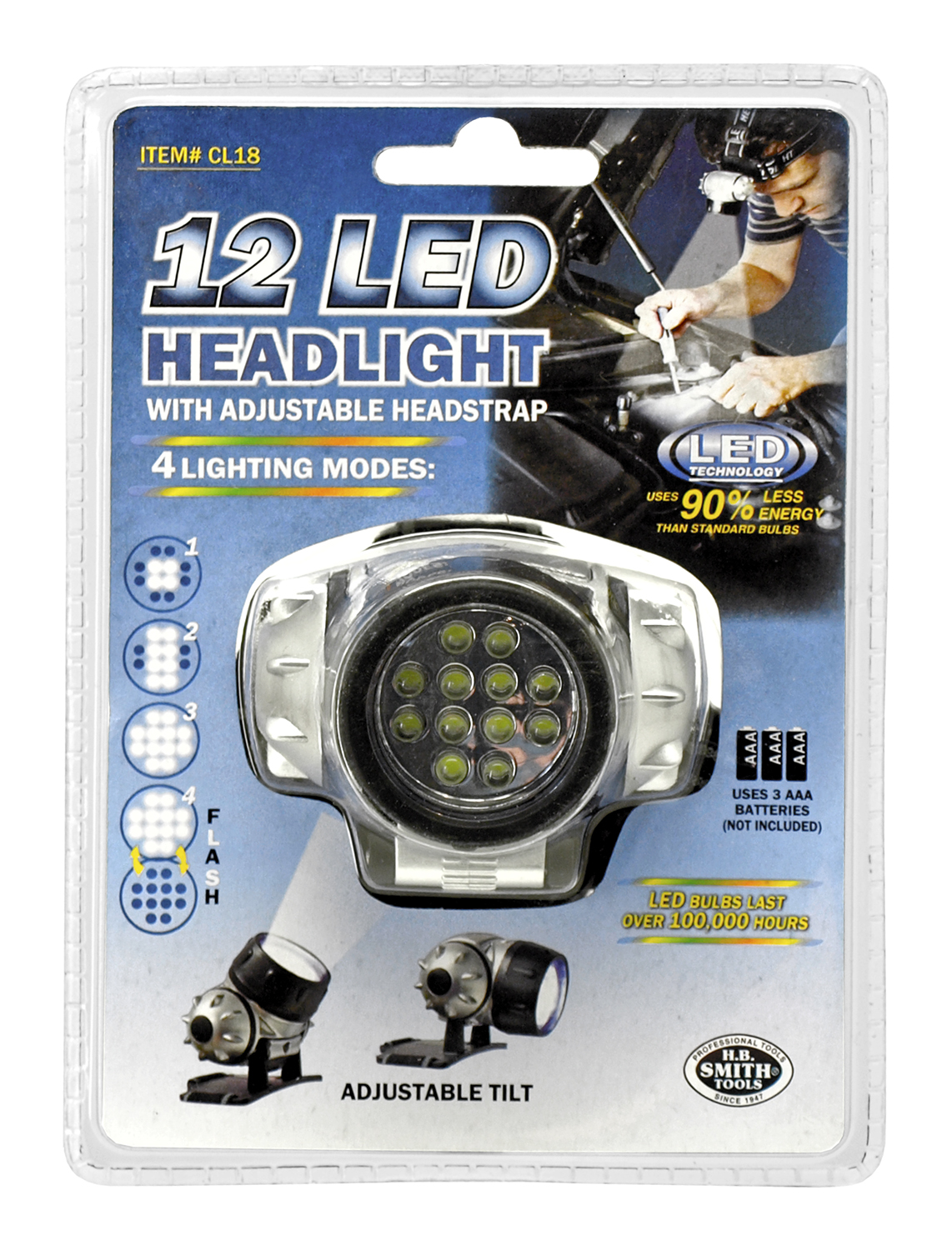 12 LED Headlamp Light with Adjustable Headstrap