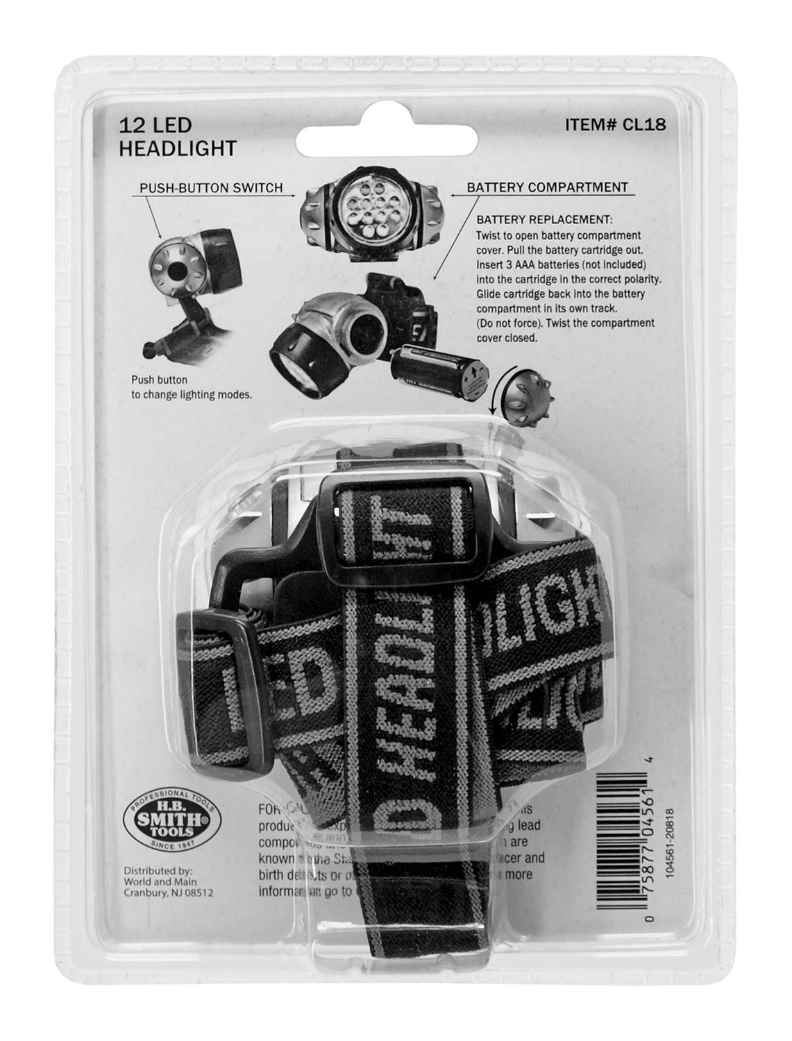 12 LED Headlamp Light with Adjustable Headstrap