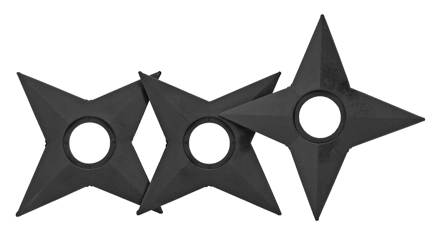 5.13" 4 Point Ninja Throwing Star Set - Black