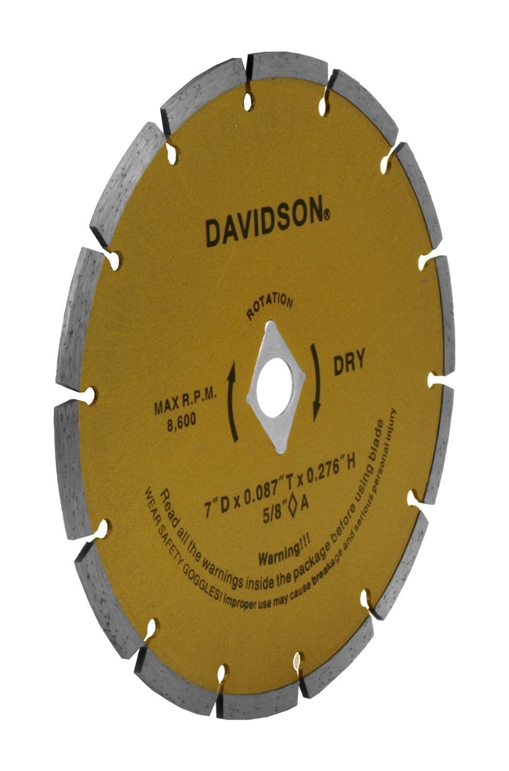 7" Davidson Laser Weld Segmented Dry Cutting Diamond Blade - Valley ...