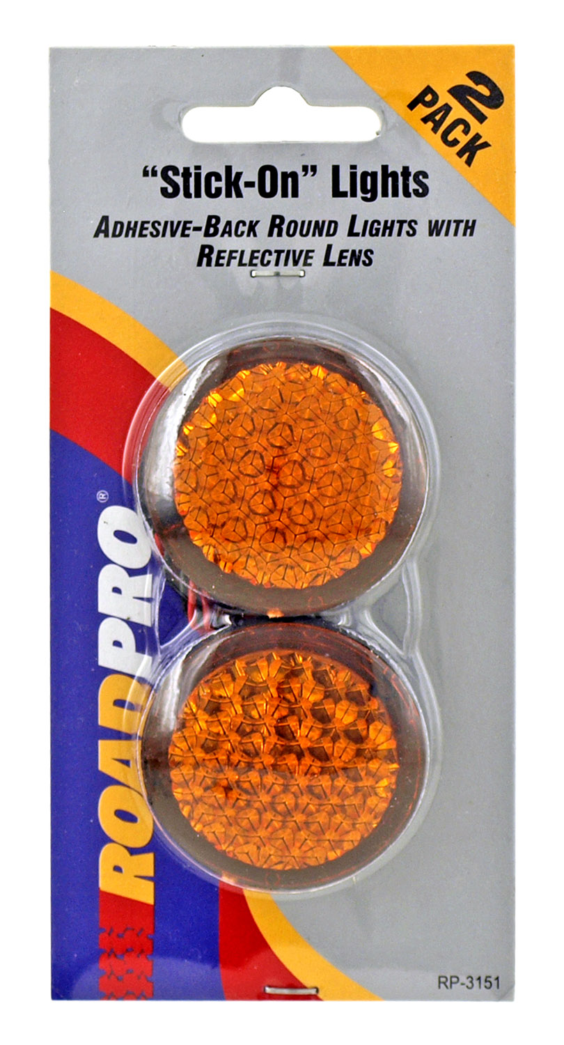 ROADPRO R RP-3151 1 75 ROUND ADHESIVE LIGHTS WITH REFLECTIVE LENS AMBER ...