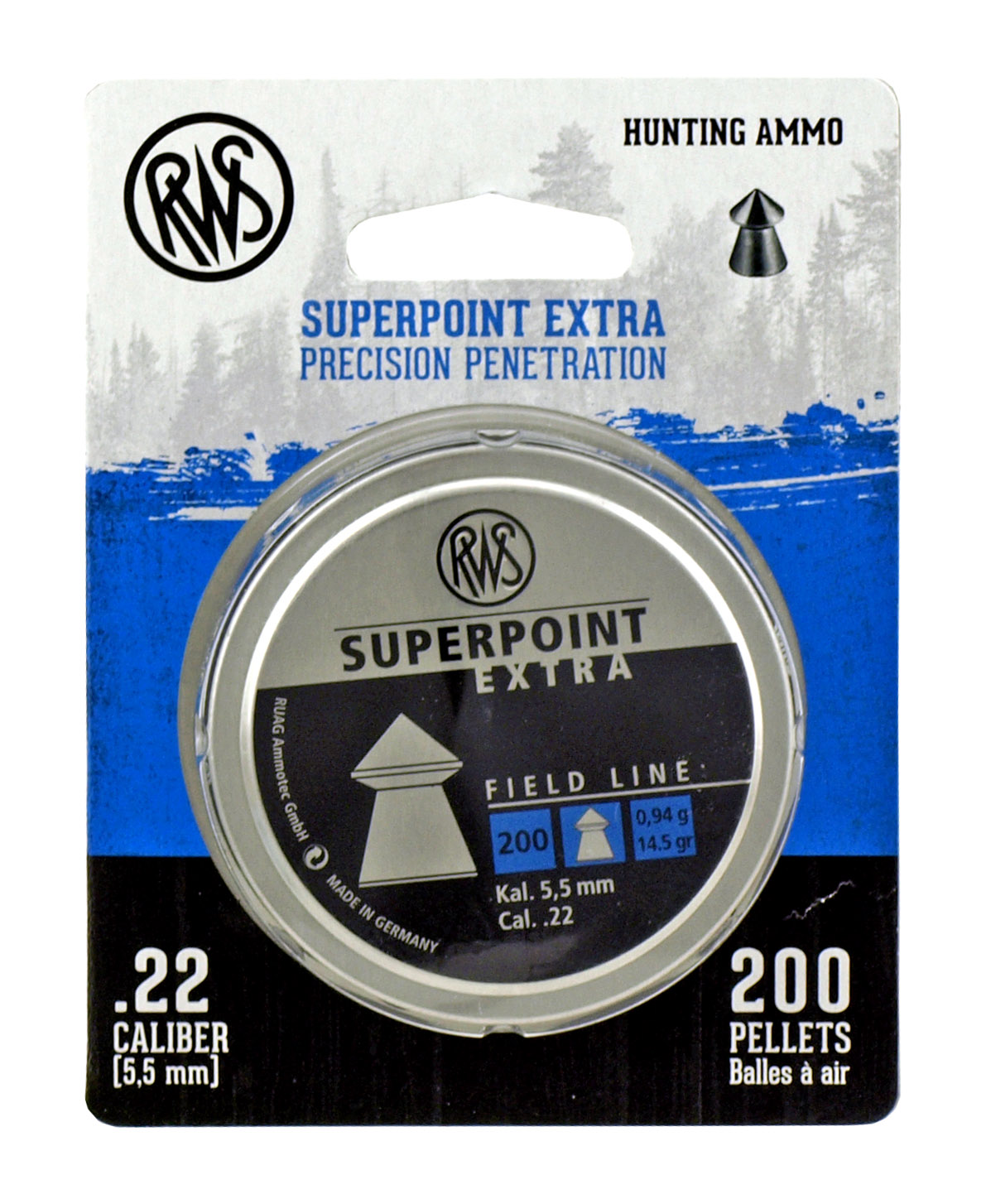 200 pc. RWS Superpoint Extra Precision Hunting Ammo .22 Caliber Airgun ...