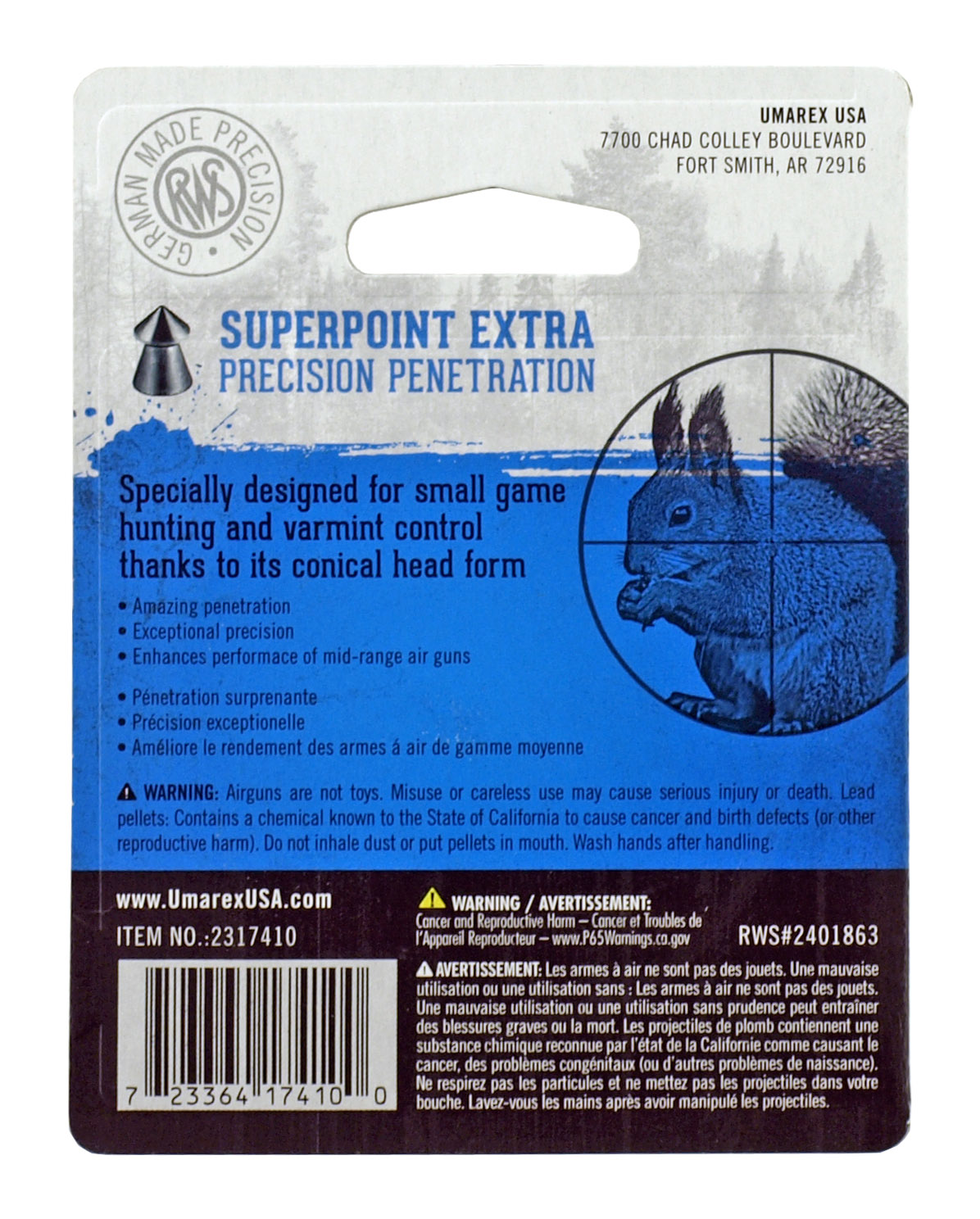 200 pc. RWS Superpoint Extra Precision Hunting Ammo .22 Caliber Airgun ...