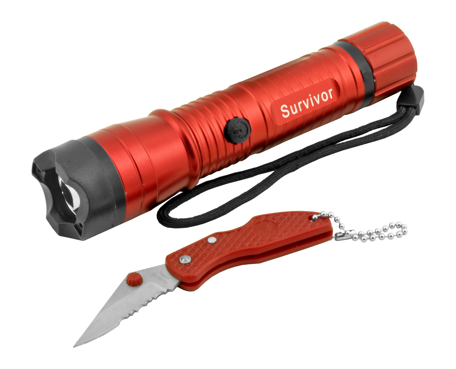 Red Rechargeable Tactical Flashlight with Pocket Knife Combo Pack ...