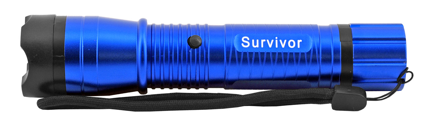 Blue Rechargeable Tactical Flashlight with Pocket Knife Combo Pack ...