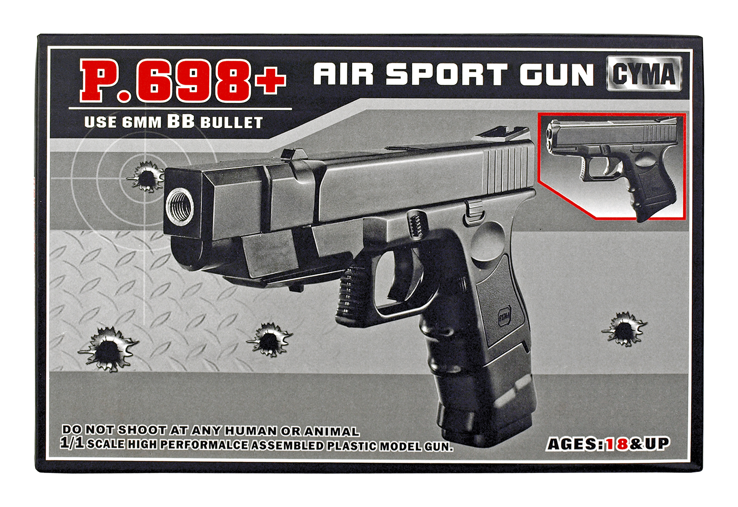 P.698 Spring Powered Airsoft Handgun with Extra Clip