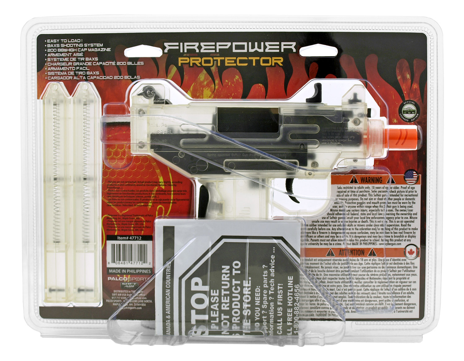Palco Sport Firepower Spring Powered Micro UZI Airsoft Gun - Clear