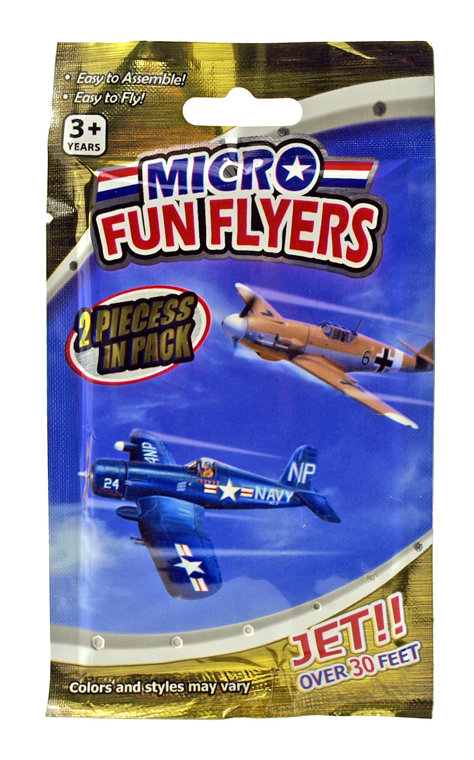 2 - pk. Micro Fun Flyers Mini Foam Toy Fighter Jet Airplanes - Assorted ...
