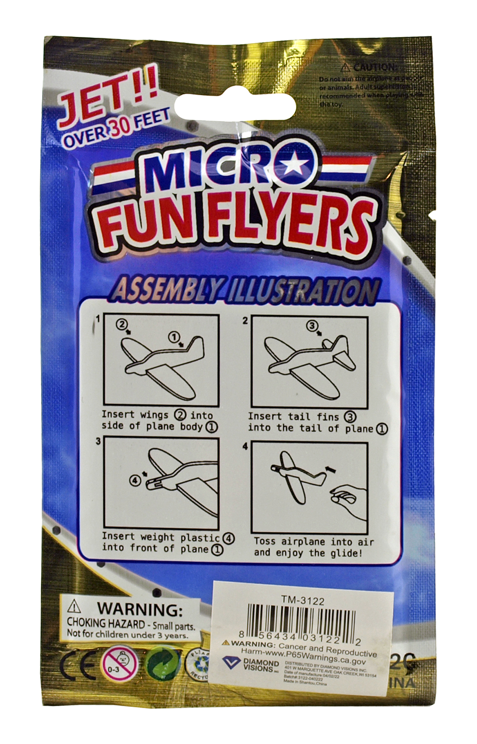2 - pk. Micro Fun Flyers Mini Foam Toy Fighter Jet Airplanes - Assorted ...